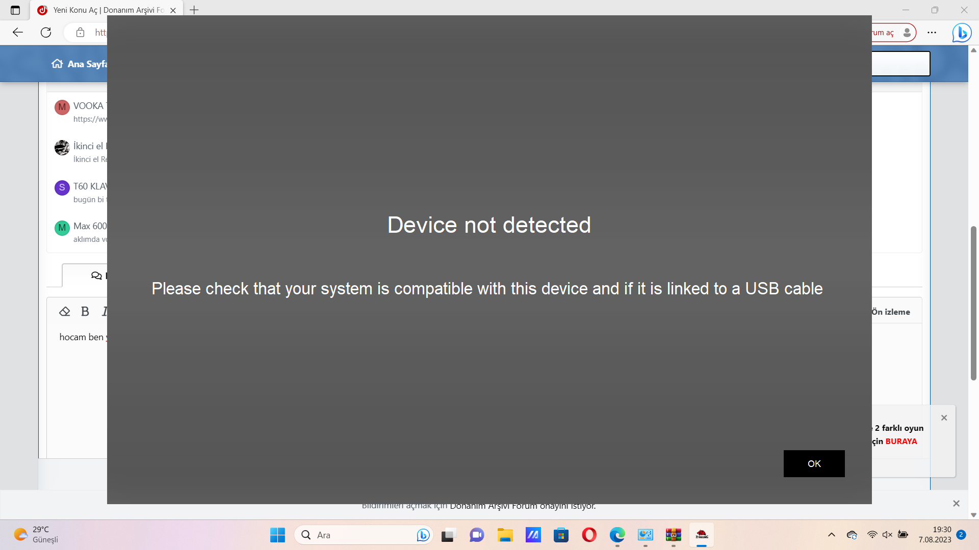 Vooka trol blue t60 driver algılamama sorunu | Donanım Arşivi Forum