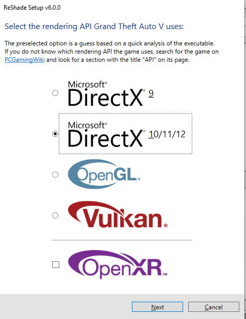 Rendering API DirectX 9, Driect X 10/11/12, OpenGL, Vulkan, OpenXR ...