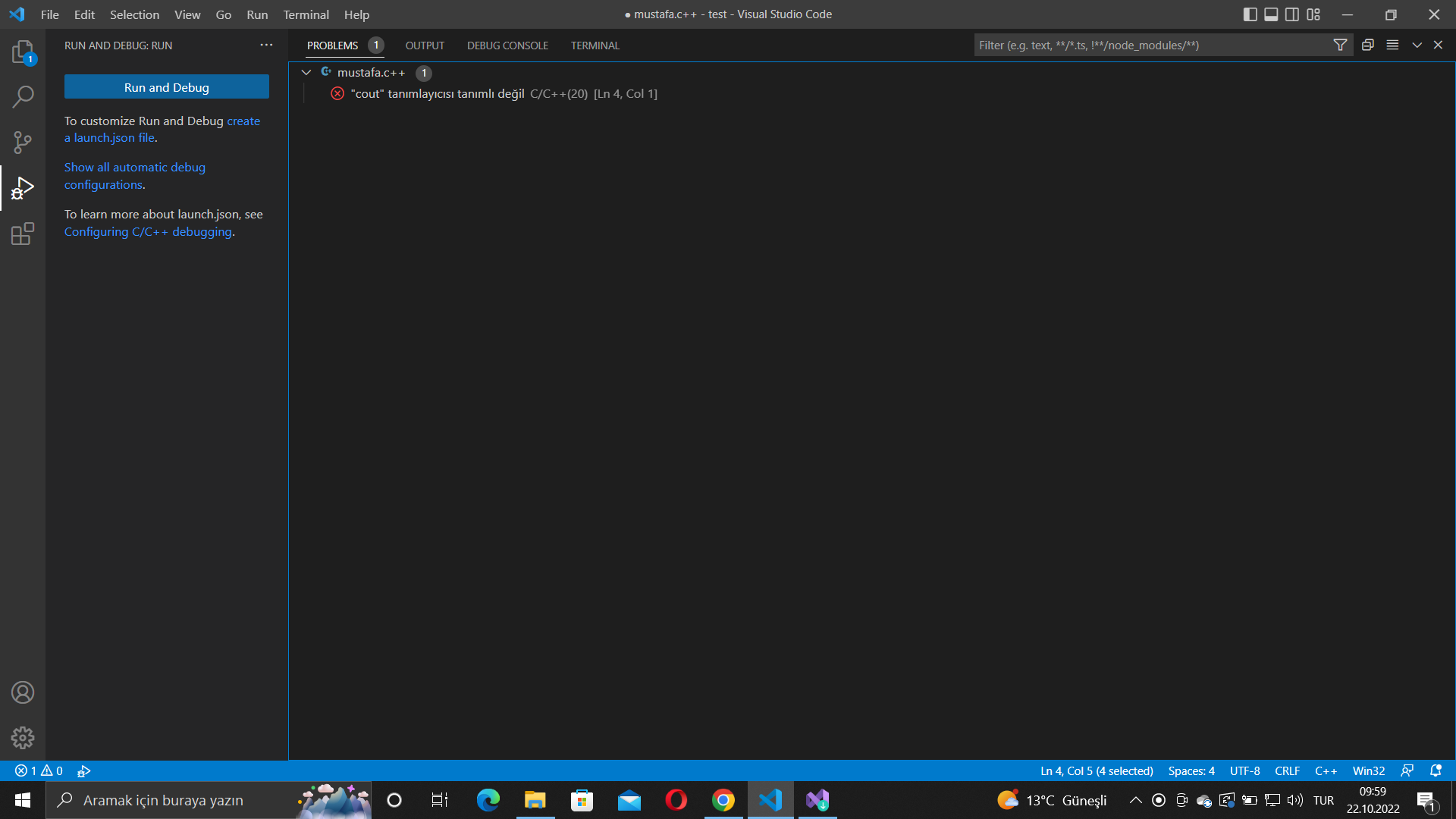 visual studio code kodu çalıştırırken hata veriyor | Donanım Arşivi Forum