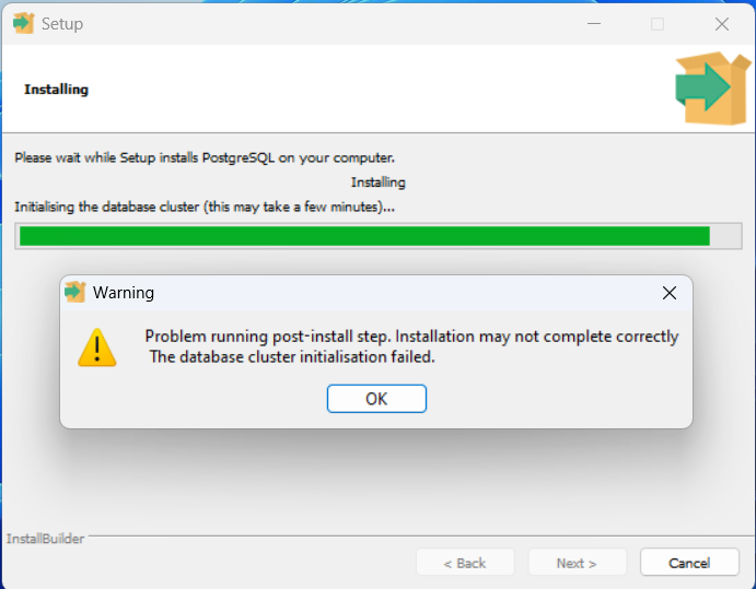 PostgreSQL kurulumu sırasında Database Cluster Initialisation hatası | Donanım Arşivi Forum