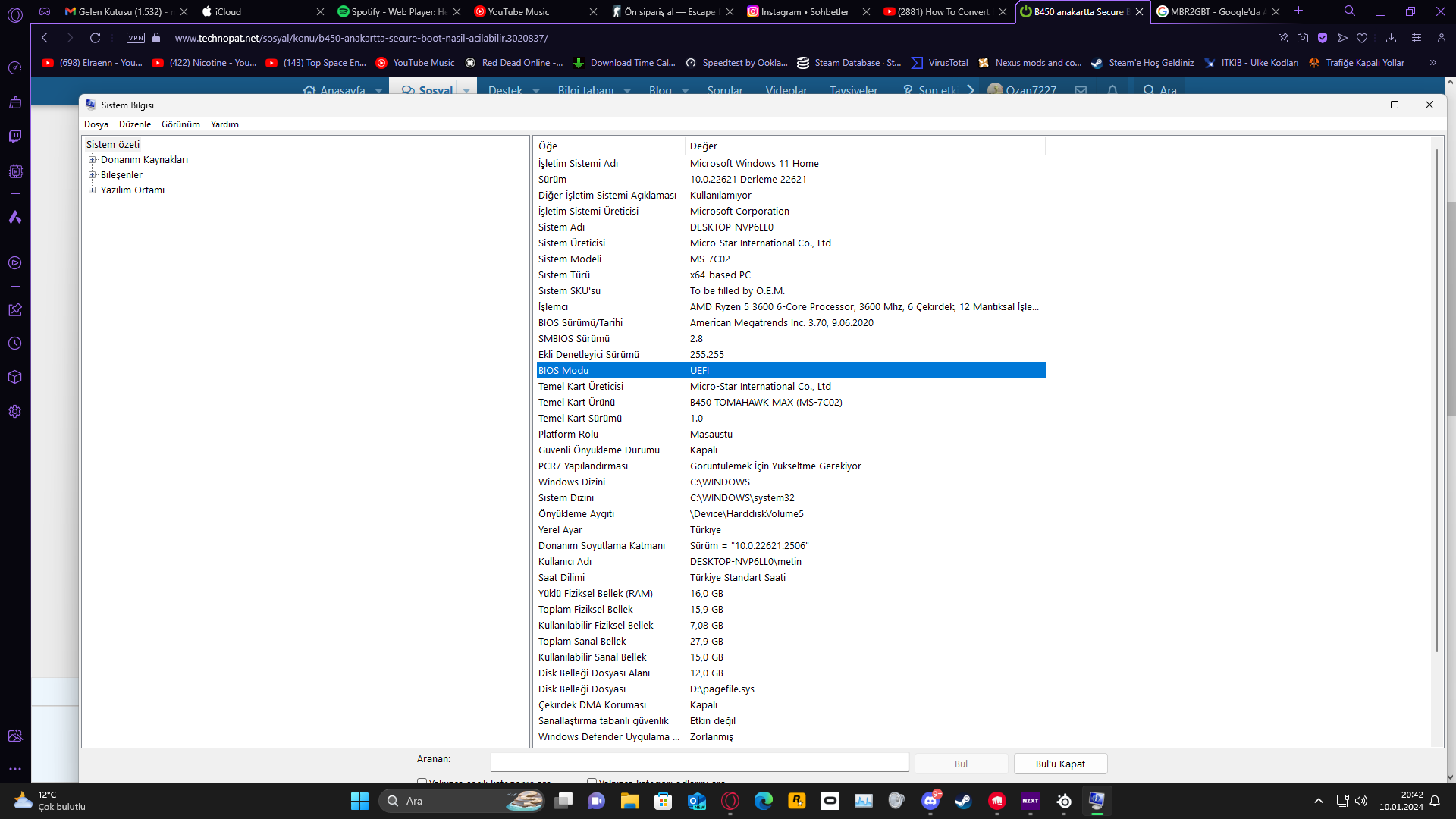 Çözüldü - MSİ B450 Tomahawk Max anakartta Secure Boot nasıl açılabilir ...