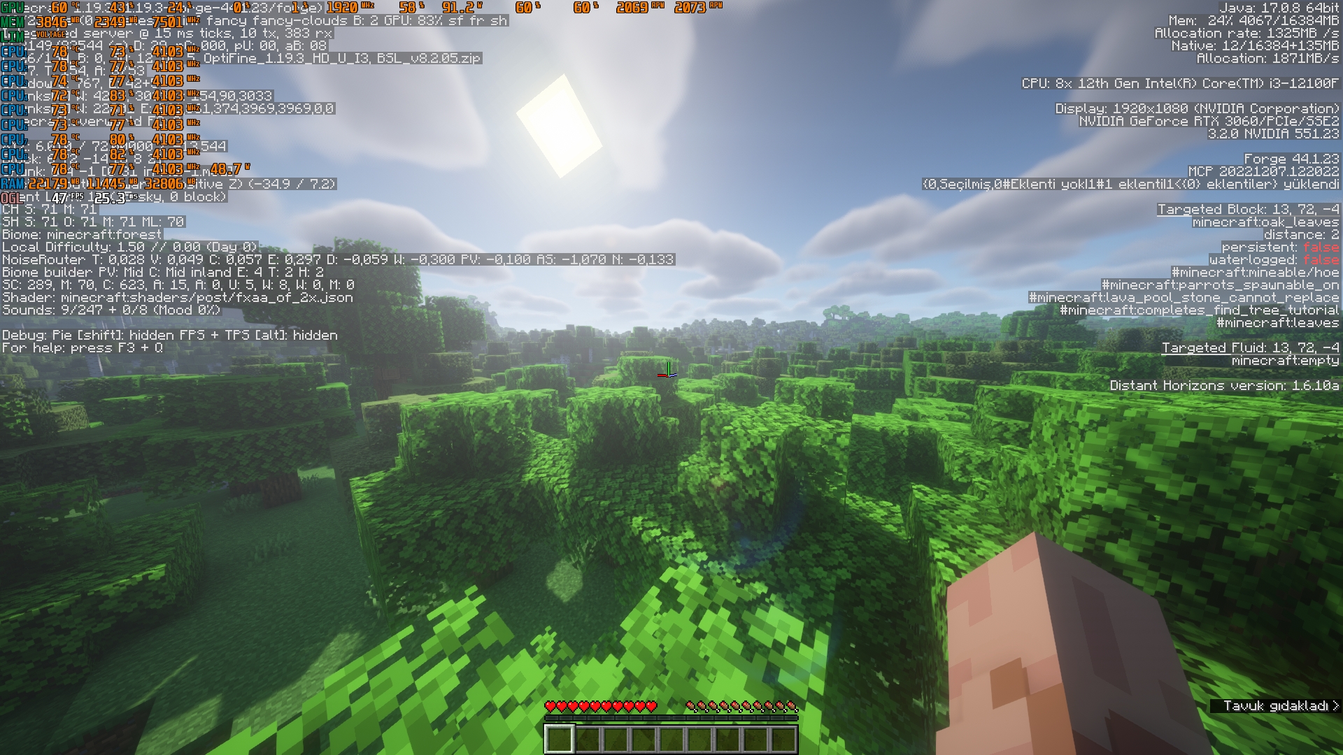 3060 Sistemde düşük fps minecraft | Donanım Arşivi Forum