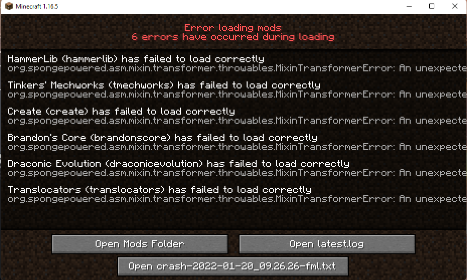 Minecraft error loading mods hatası | Donanım Arşivi Forum